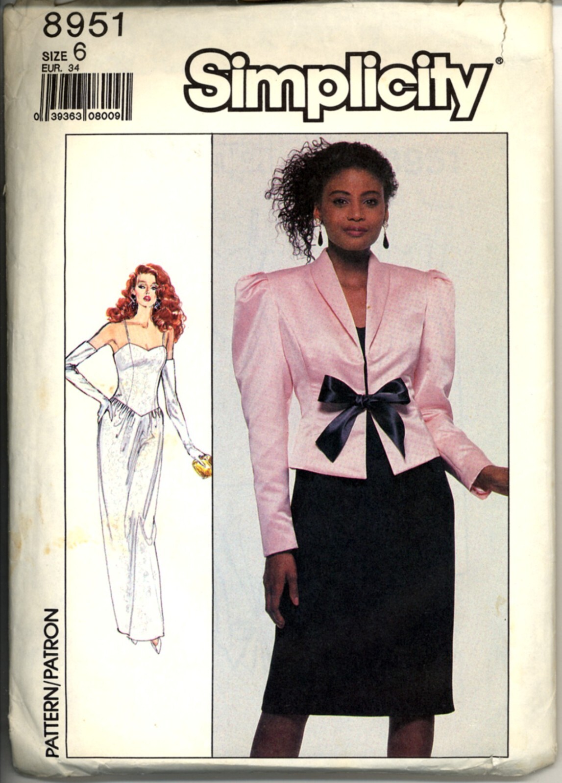 Sz 6 B 30 ½ Princess Seam Evening Dress Jacket Simplicity 8951 Pattern ...