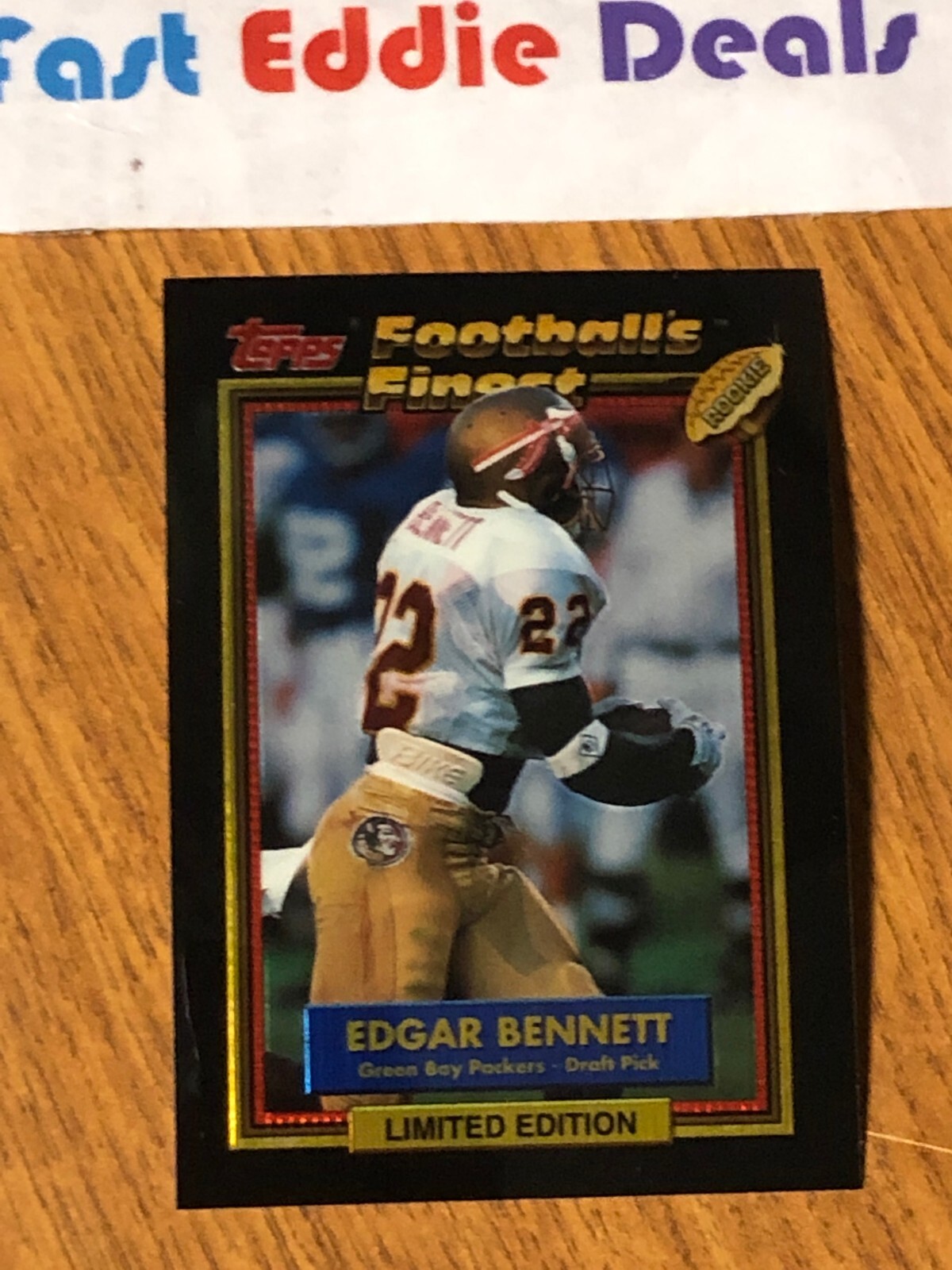 1992 TOPPS NFL FOOTBALL'S FINEST EDGAR BENNETT INSERT CARD 34 OF 44 ...