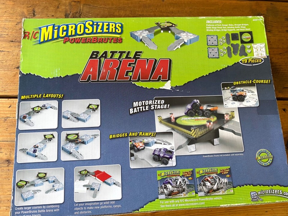 2003 MICROSIZERS Power Brutes BATTLE ARENA Bridges Ramps MOTORIZED Toy ...