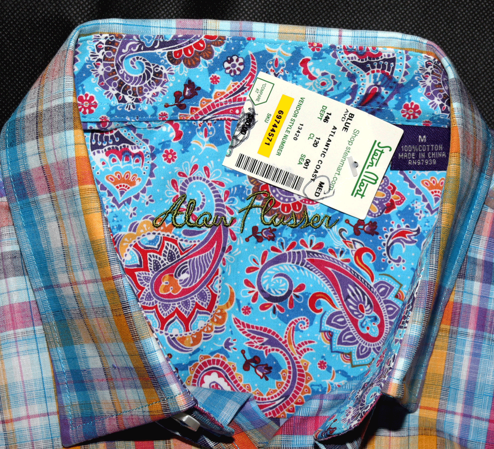 Alan Flusser Men's Long Sleeve Button Front Paisley Flip Cuff Shirt ...