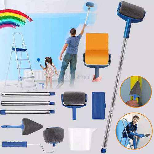 UK 8PCS Paint Runner Pro Roller Brush Set Edger Handle Tool Kit Wall ...