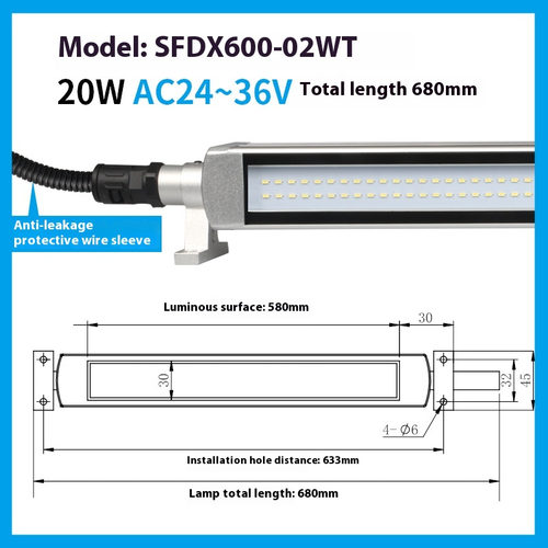 LED Machine Tool Work Light 24V Industrial Metal Tri-proof Light ...