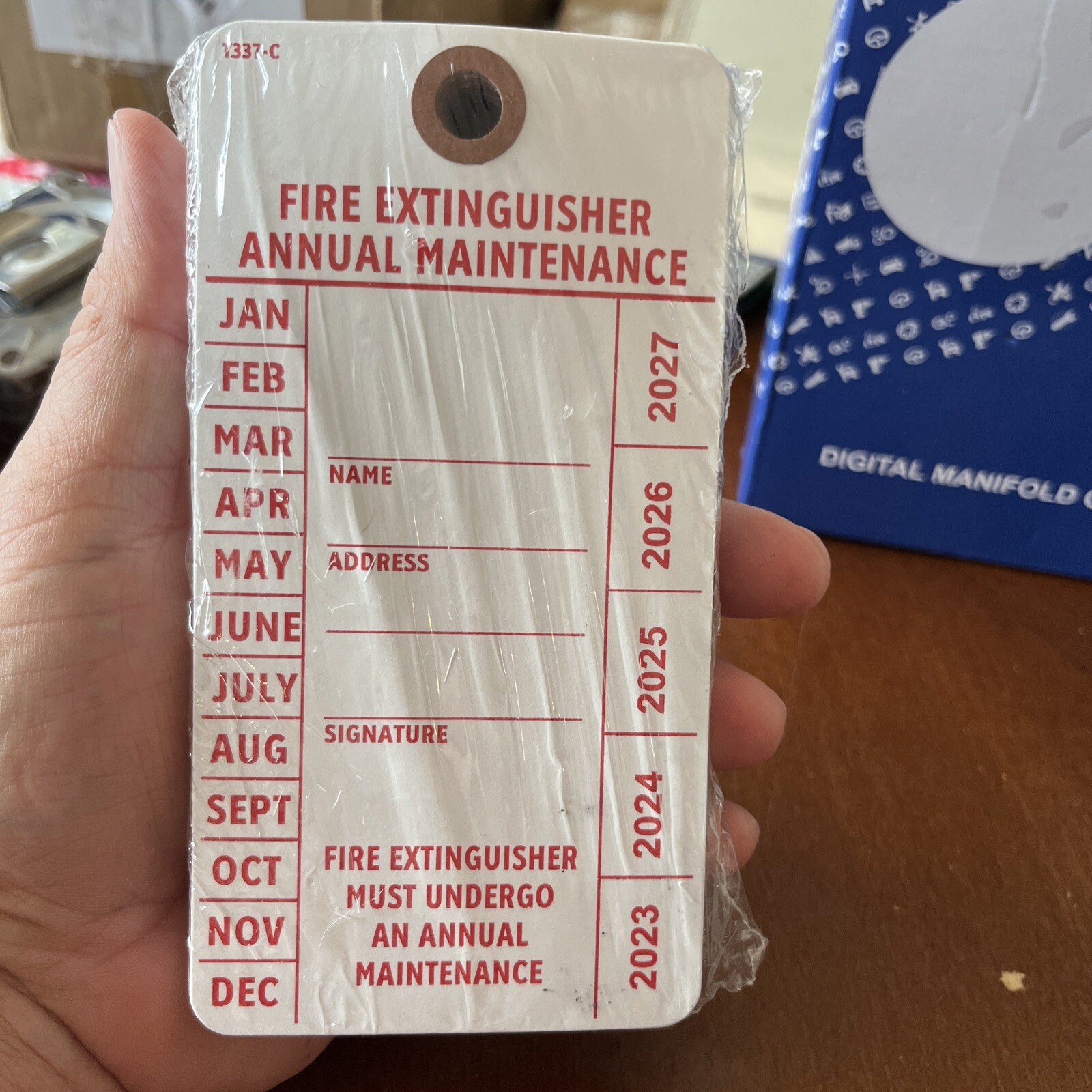 FIRE Extinguisher Annual Maintenance Tag, 5.75" x 3", Red/White 13 Pt ...