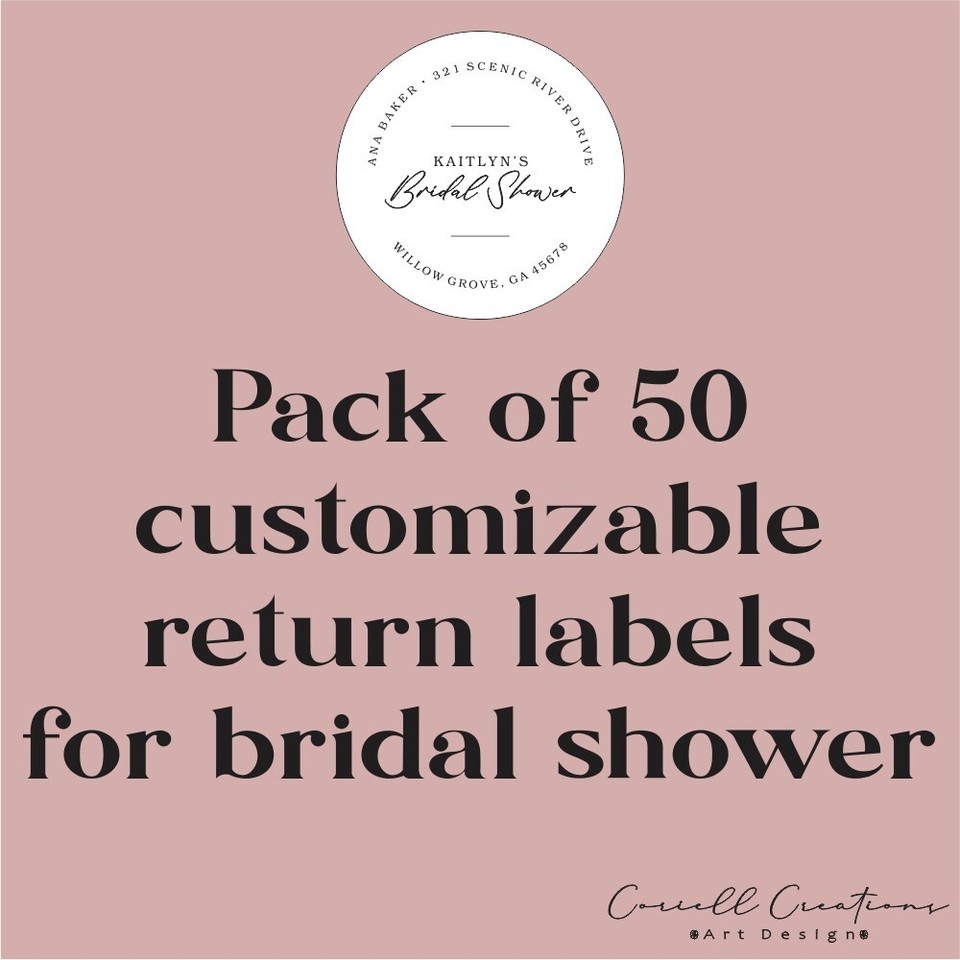 1.5" Customizable Wedding Return Labels for Bridal Shower Wedding | eBay