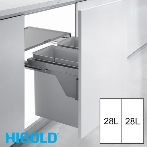 HIGOLD Slide Out Concealed Kitchen Waste Bin - Twin 56L for 600mm ...