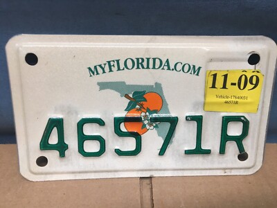 Florida Motorcycle License Plate Tag Orange Blossoms "46571R" | eBay