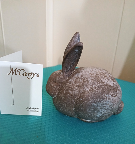 MCcarty Pottery Fat bunny rabbit Nutmeg SPOTTED color Signed 1st qty W ...