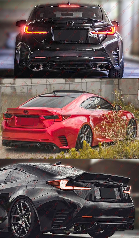 For 2015-18 Lexus RC300 RC350 F-Sport Matte Black Shark Fin Rear Bumper ...