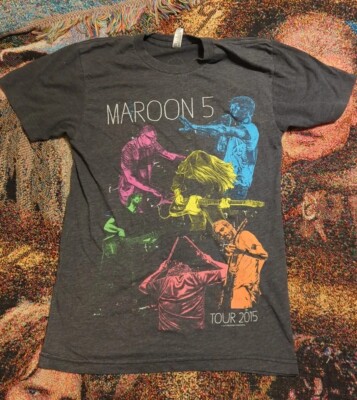 Maroon 5 T Shirt Men S Gray Rock Music Concert Tour Retro 2015 Live USA ...