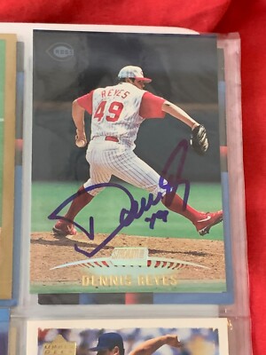 DENNIS REYES AUTOGRAPHED SIGNED 1999 TOPPS STADIUM CLUB CARD REDS COA ...