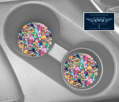SUPER MARIO WORLD CHARACTER COLLAGE ART CUSTOM RUBBER CAR COASTERS SET ...