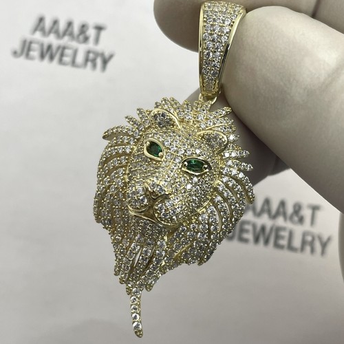 925 Solid Sterling Silver Cubic Zirconia Lion Head Pendant | eBay
