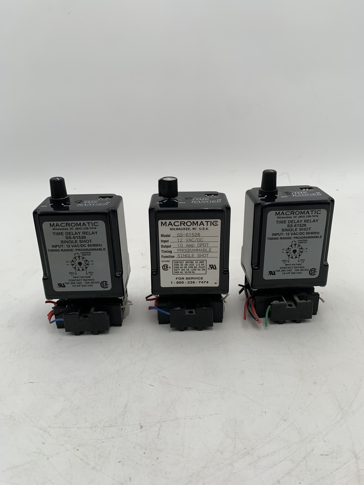 Lot Of 3 Macromatic SS-61526 Single Shot Programmable Time Delay Relays ...
