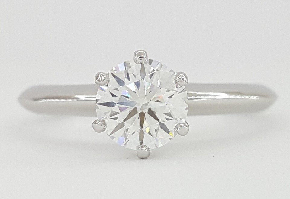 Tiffany & Co Round Diamond Solitaire Platinum Engagement Ring 0.74 ct ...