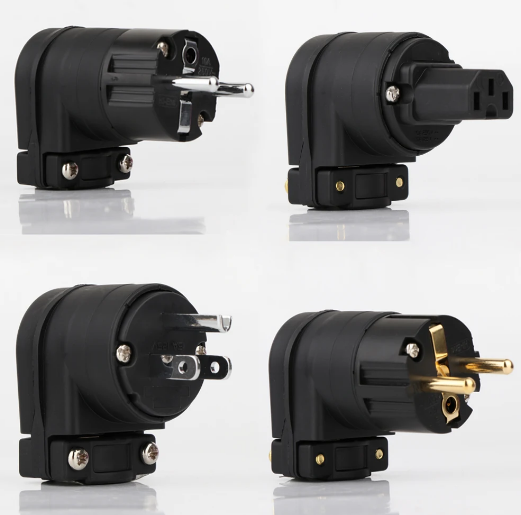 Hifi Right Angle Power Plug US EU Connector IEC C15 Female Copper ...