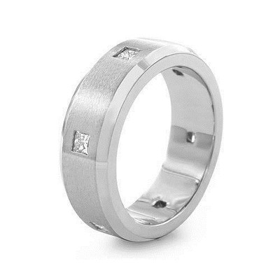 Princess Diamond Mens Wedding Band 7.5mm Bevel Edge Eternity Platinum ...
