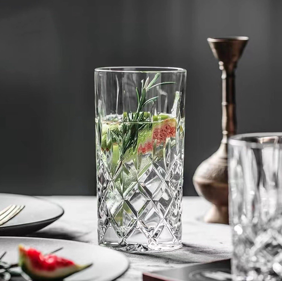 Drinking Glasses, 8 Piece Crystal Glass Cups, Mixed Glassware Set, 4 ...