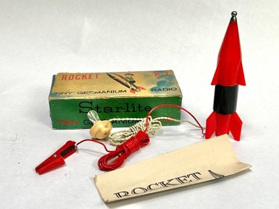 Vintage 1950s Rocket A-1 Tiny Germanium Crystal Radio w/ Box Space Age ...