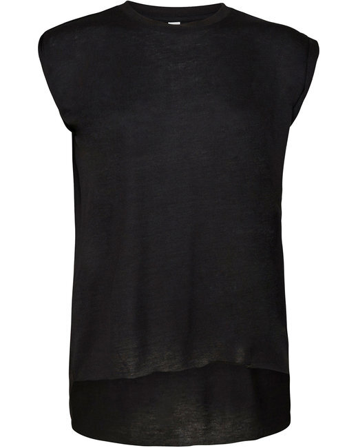 Bella + Canvas Women's 8804 Sleeveless Flowy Muscle Tee With Rolled ...