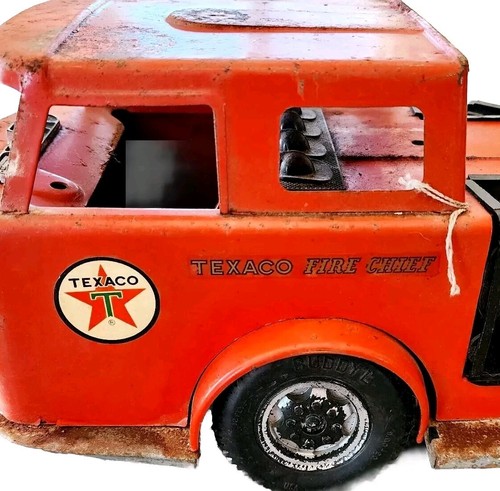 C1960s Texaco Oil Firetruck Buddy L Fire Chief Metal XL Toy Collectible ...