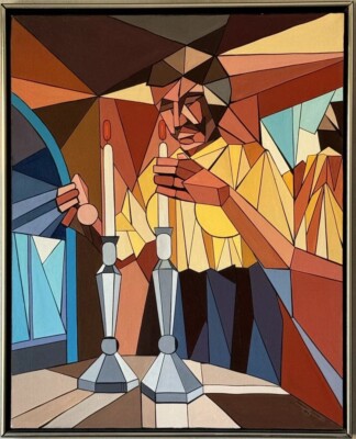 GREAT VINTAGE MODERN ART CUBIST OIL PAINTING OLD ABSTRACT CUBISM ...