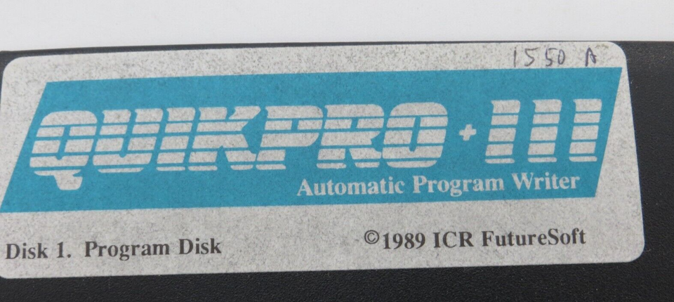 QUIKPRO + III Automatic Program Writer 5.25" Floppy Disk 1989 ICR ...