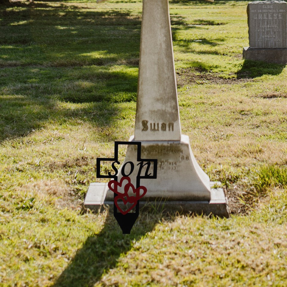 Cemetery Memorial Cross Stake Cross Yard Stake Grave Metal Cross Stake ...