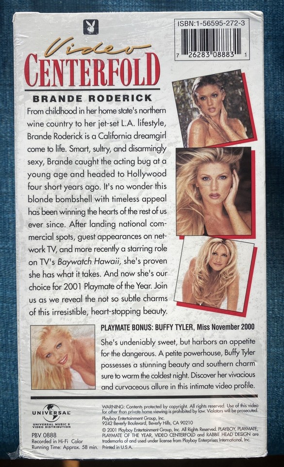 Playboy VHS Video Centerfold Playmate Brande Roderick Bonus Behind ...