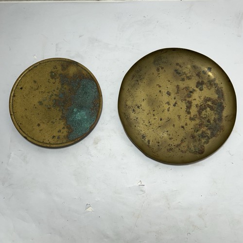 2 Antique Round Brass Scale Pans 8” & 6.25” Mercantile Hard Goods ...