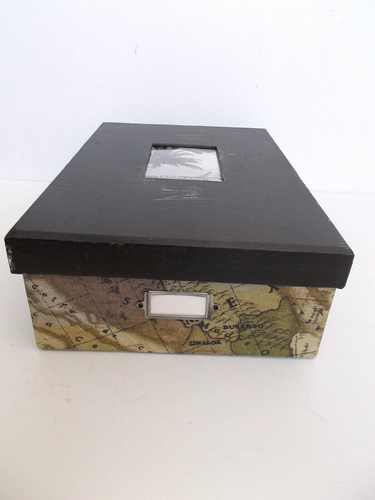 STORAGE BX W/ 3.5"X5" OPENING ON LID +4X6 METAL FRAME + 4X5 WOOD FRAME ...