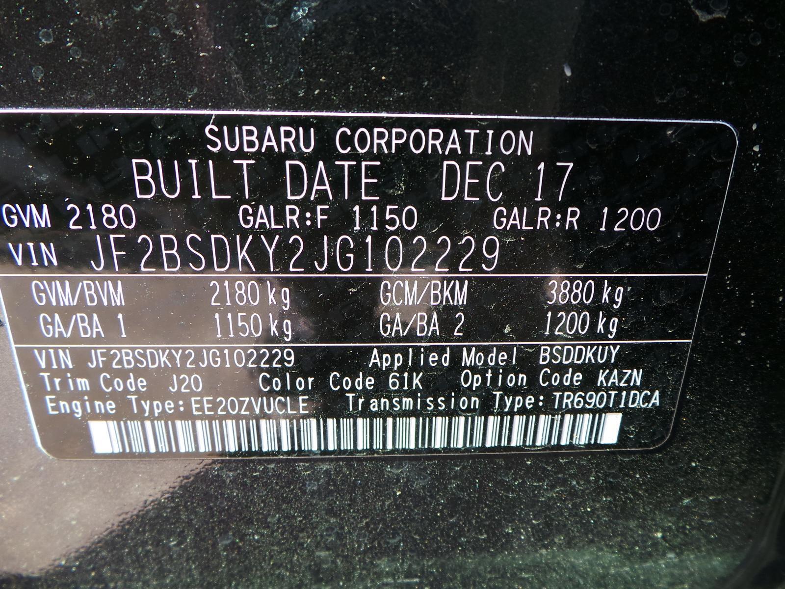 SUBARU OUTBACK 6TH GEN 08/2014-12/2020 FRONT EYESIGHT CAMERA P/N ...
