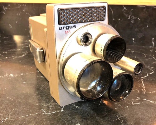 Vintage 1950s ARGUS M3 Cinetronic 8mm Movie Camera TURRET LENS | eBay
