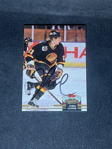 Jyrki Lumme 1992-93 Topps Stadium Club #321 Vancouver Canucks Auto ...
