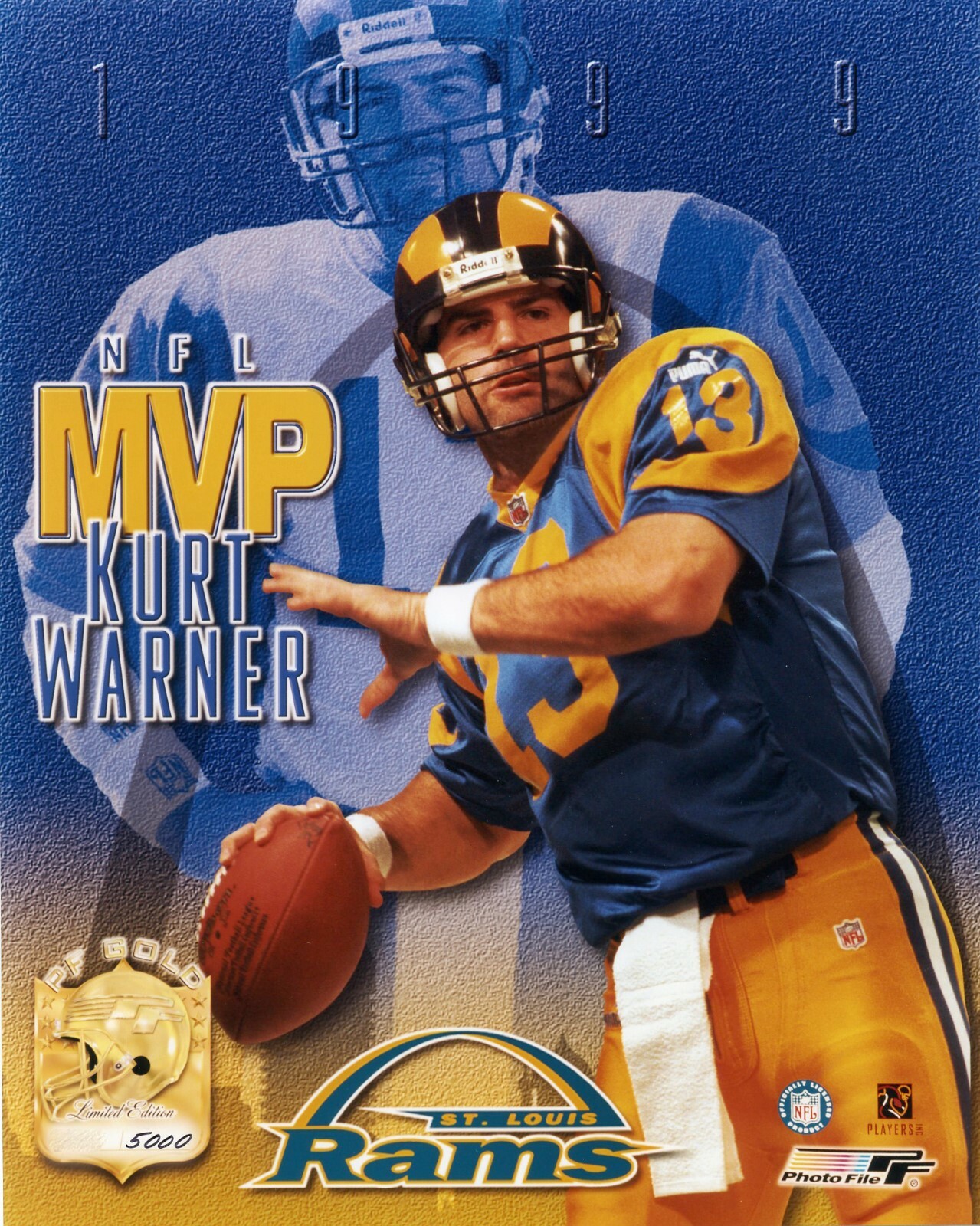 Kurt Warner 1999 MVP Limited to 5000 St. Louis Rams 8x10 Football Photo ...