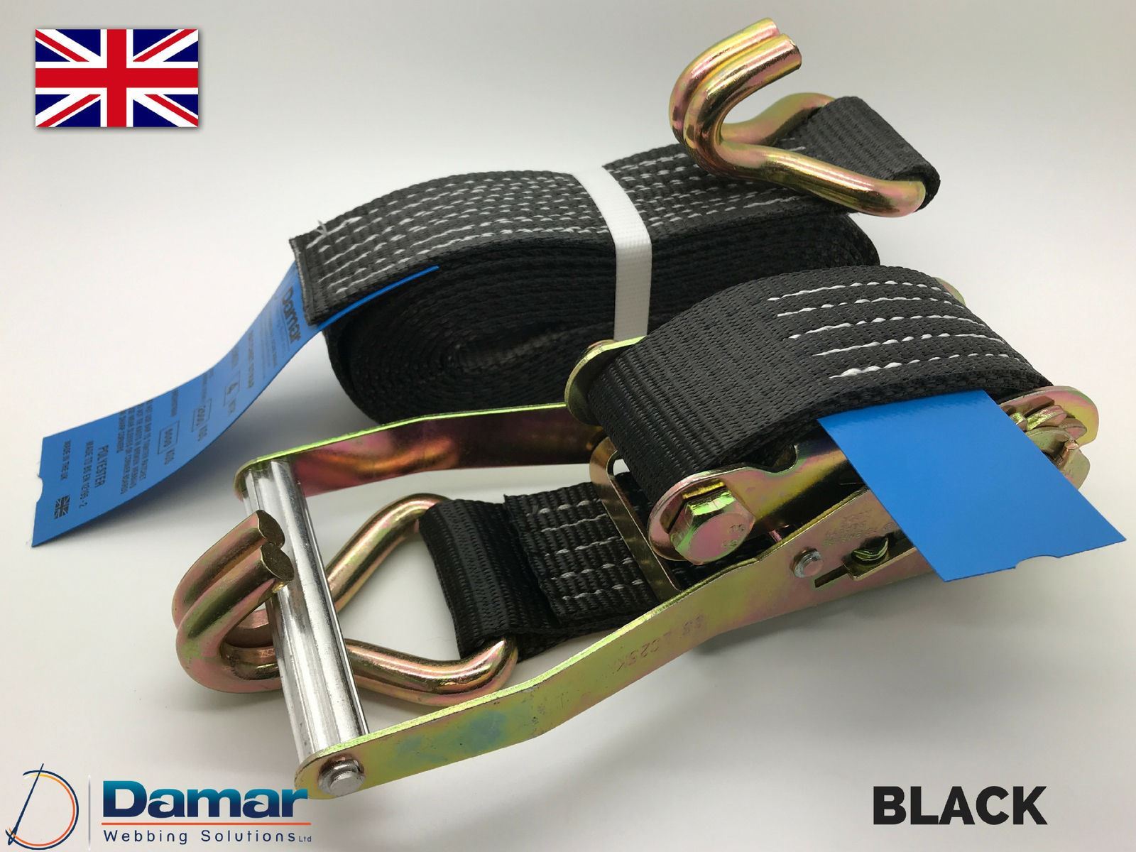 Ratchet Strap Tie Downs for Cargo 5000kgs 50mm Lorry HGV Lashing COLOUR ...