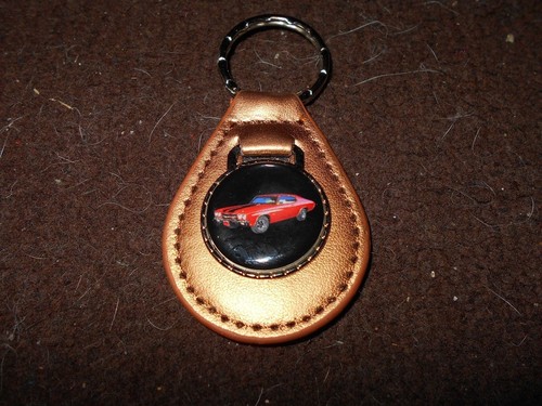 1970 CHEVROLET CHEVELLE SS RED CAR LOGO LEATHER KEYCHAIN KEYRING NEW ...