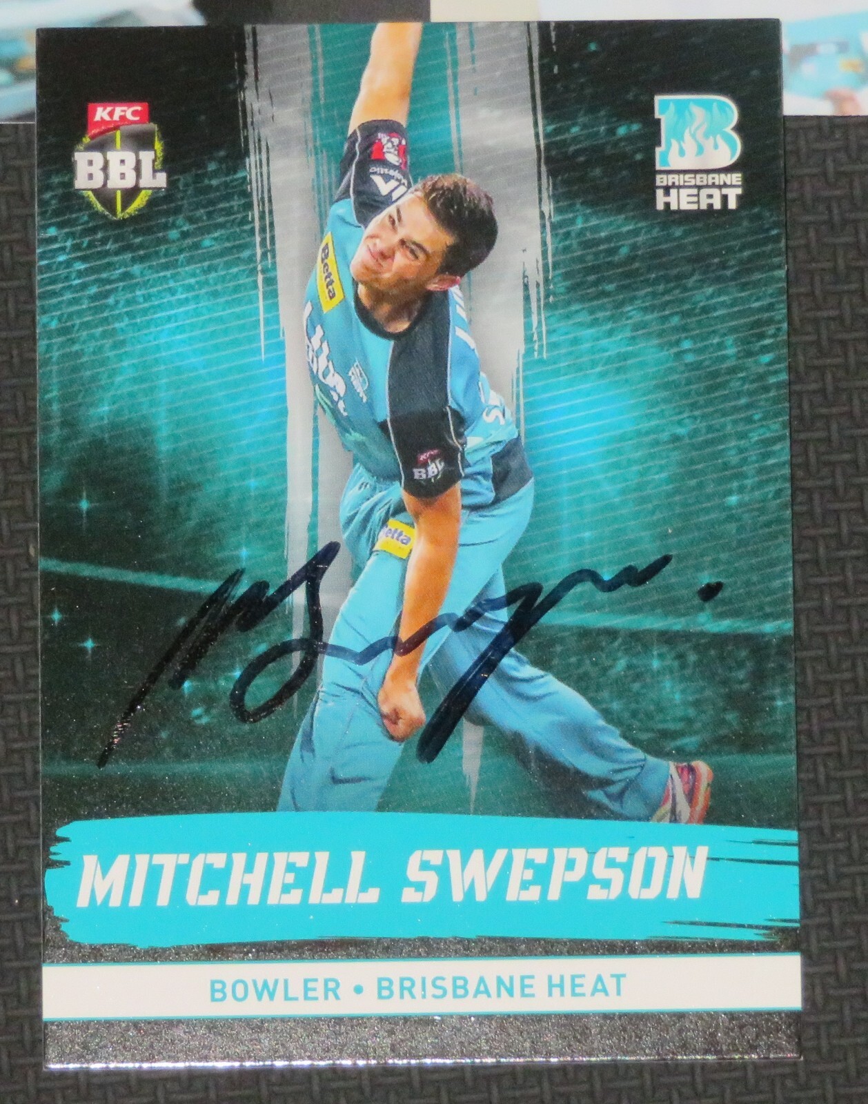Signed Brisbane Heat Mitchell Swepson Cricket BBL Trading Card #094 ...
