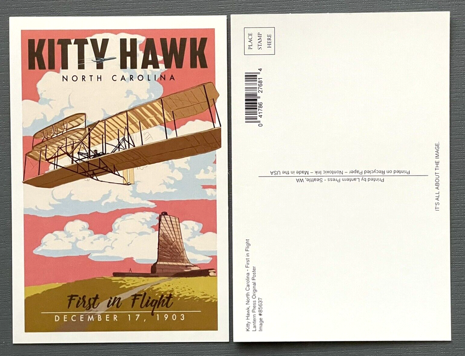 Kitty Hawk, North Carolina - First in Flight - Lantern Press Postcard ...