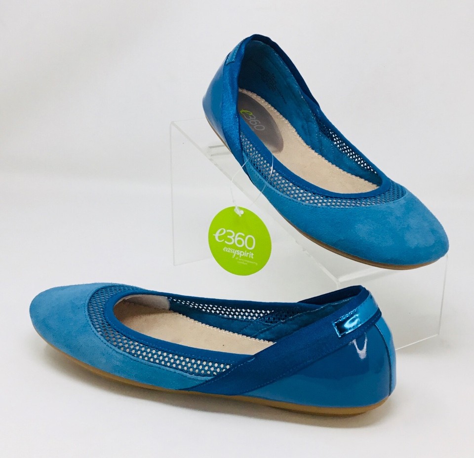 Easy Spirit 360 Womens Turquoise Suede Leather Stretch Comfort Ballet ...