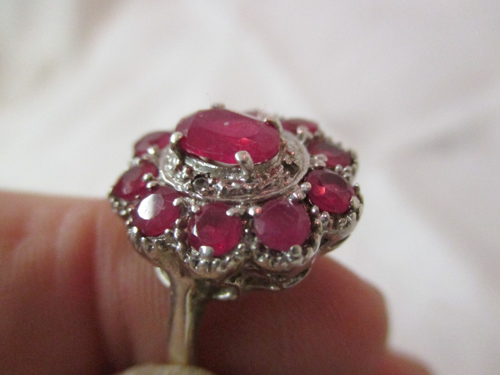 Vintage India OJ 925 Sterling Ring with man made Rubi… - Gem