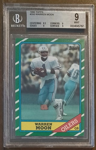 1986 Topps Football #350 Warren Moon card BGS 9 Mint! Houston Oilers ...