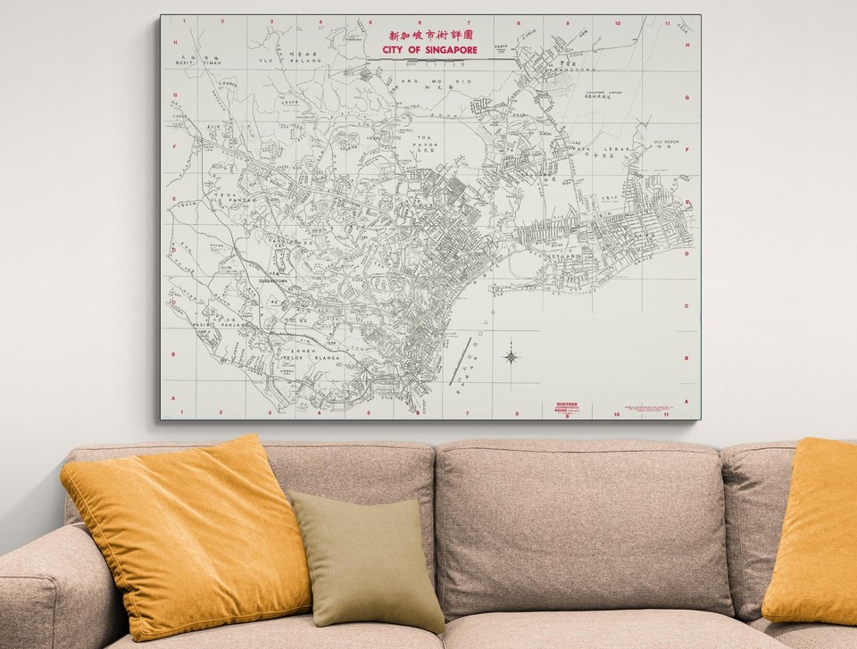 1955 Map of Singapore – Colonial-Era Southeast Asia City & Harbor ...
