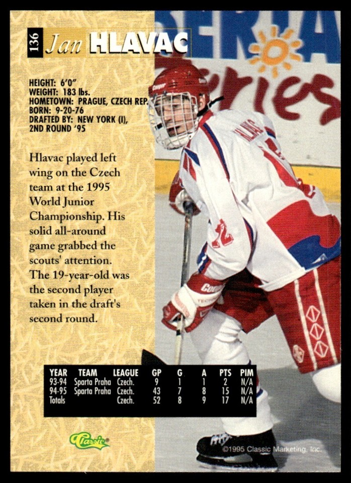 1995-96 Classic 5-Sport #136 Jan Hlavac Rookie New York Islanders | eBay