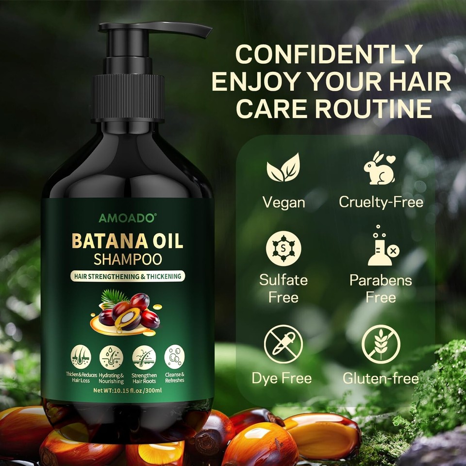 Batana Oil Shampoo for Hair Growth, Strengthening, Thickening, Sulfate ...