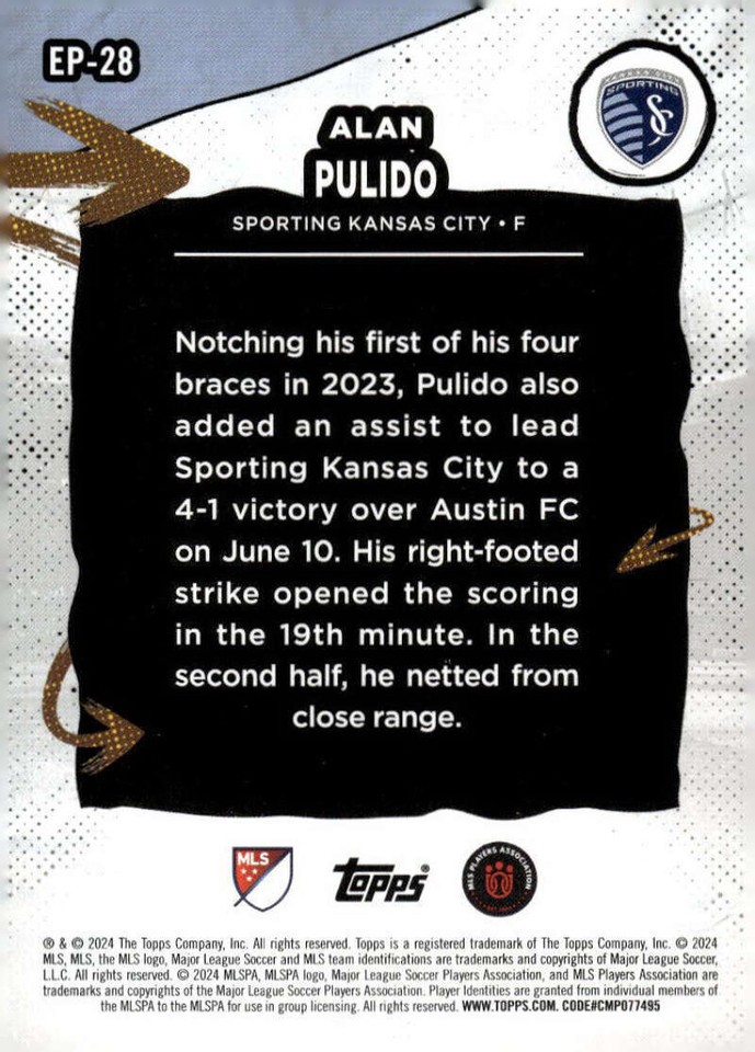 ALAN PULIDO 2024 Topps MLS Superstars Epic Performances #EP-28 Soccer ...