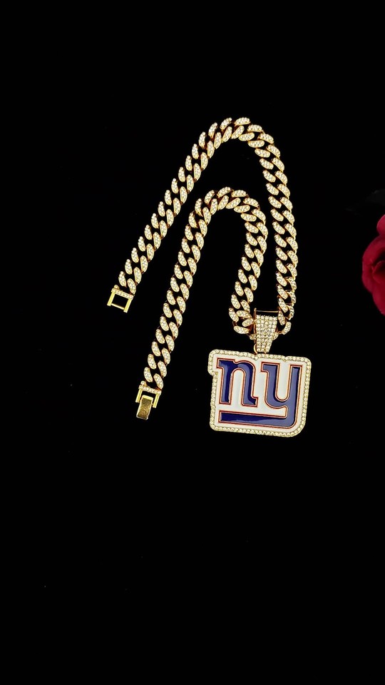 New York Giants NFL Gold Silver Pendant NECKLACE Bling Cuban Chain Hip ...