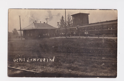 1907 Railroad Station Depot and Train - Denver Indiana RPPC | eBay