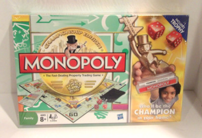 Monopoly Championship Edition Family Board Game With Trophy 2009 Hasbro ...