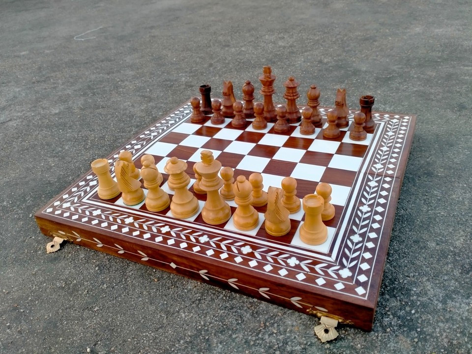 12"x12" Inch Wooden Handmade Chess Board With Chess Pieces Standard ...