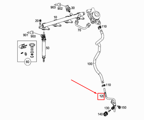 MERCEDES-BENZ E Coupe C238 Fuel Line To Fuel Hose A2740700432 NEW ...